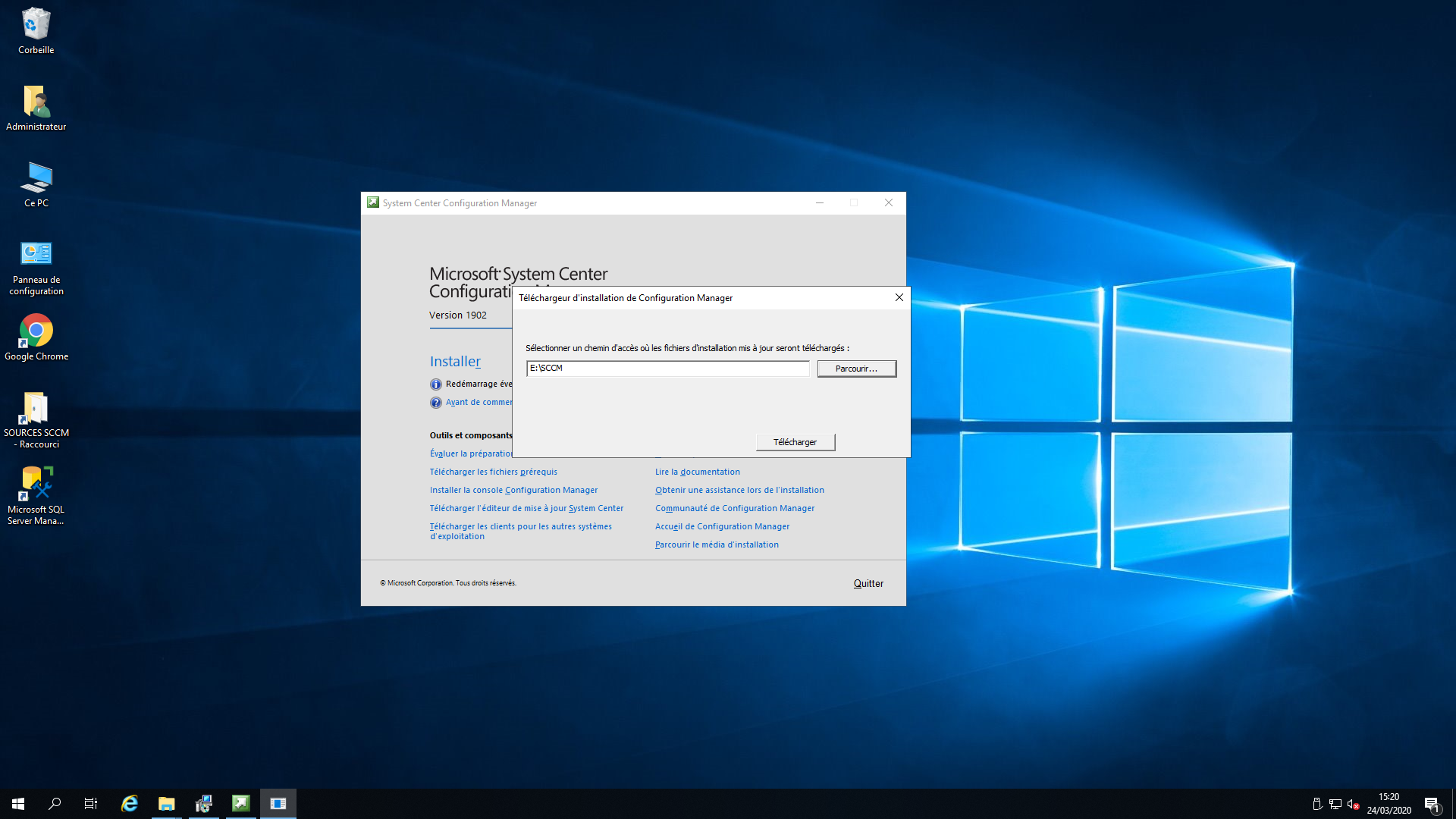 Installation de System Center Configuration Manager 1902 Installation de System Center Configuration Manager 1902