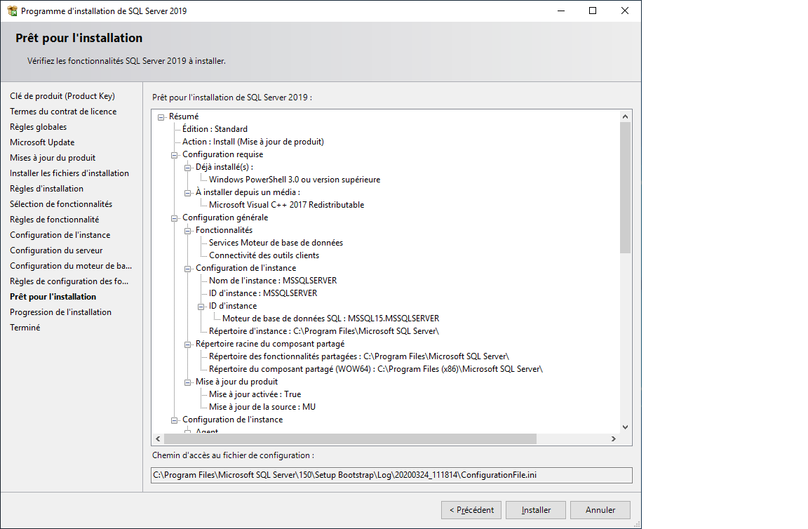Installer SQL serveur 2019 pour SCCM